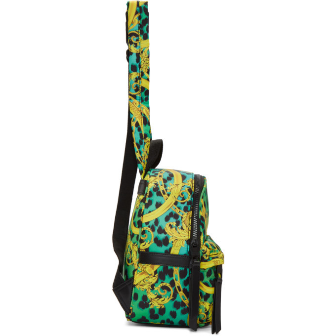 Versace Jeans Couture Blue and Yellow Barocco Backpack Versace