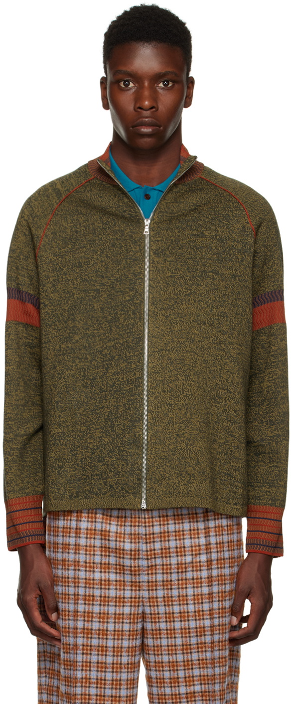 Wales Bonner Khaki Fusion Zip-Up Sweater Wales Bonner