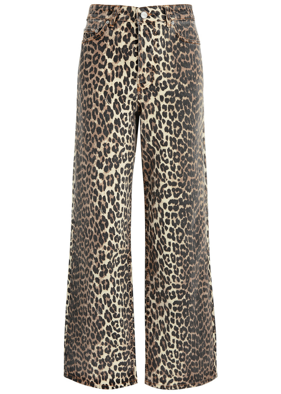 Ganni Leopard-print Straight-leg Jeans GANNI