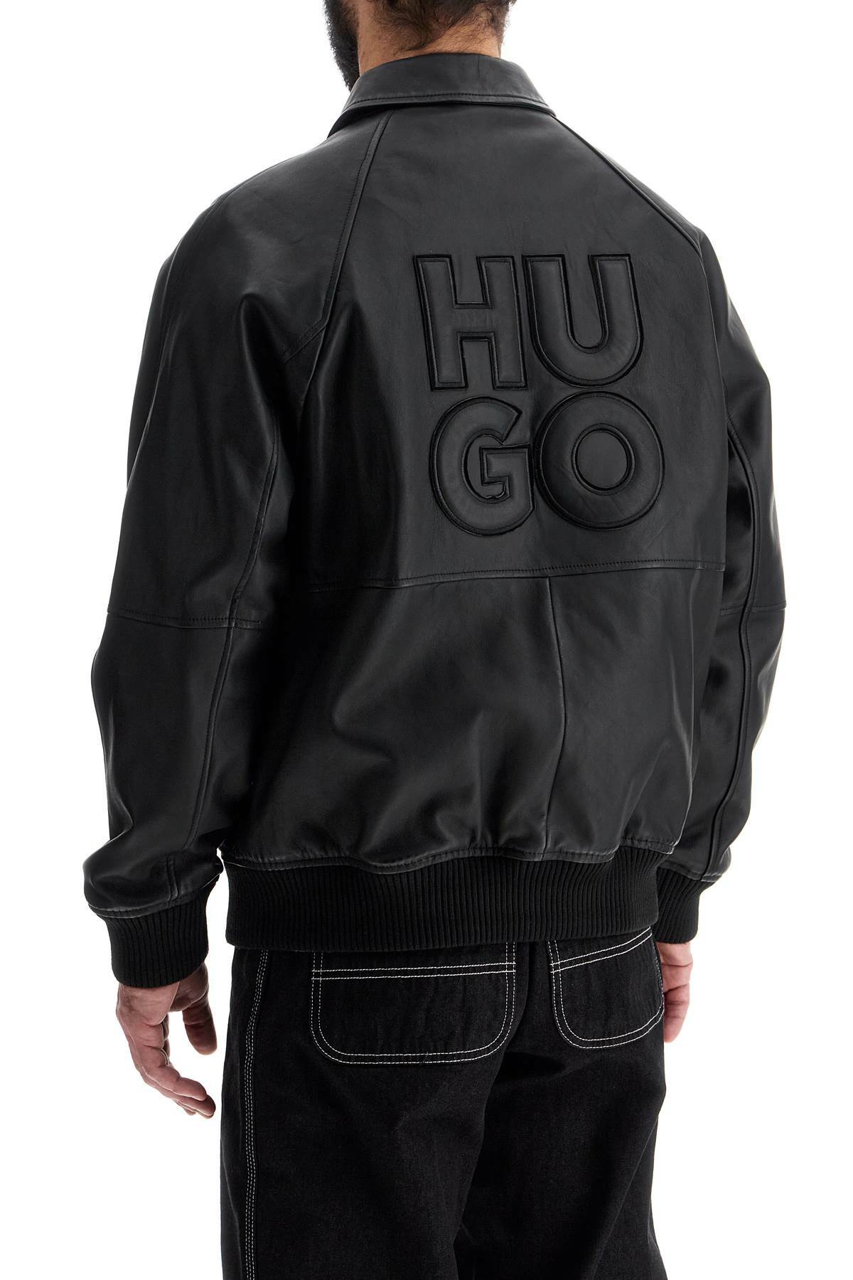 HUGO black wide crew neck sweater for men with buttons Black Hugo Boss