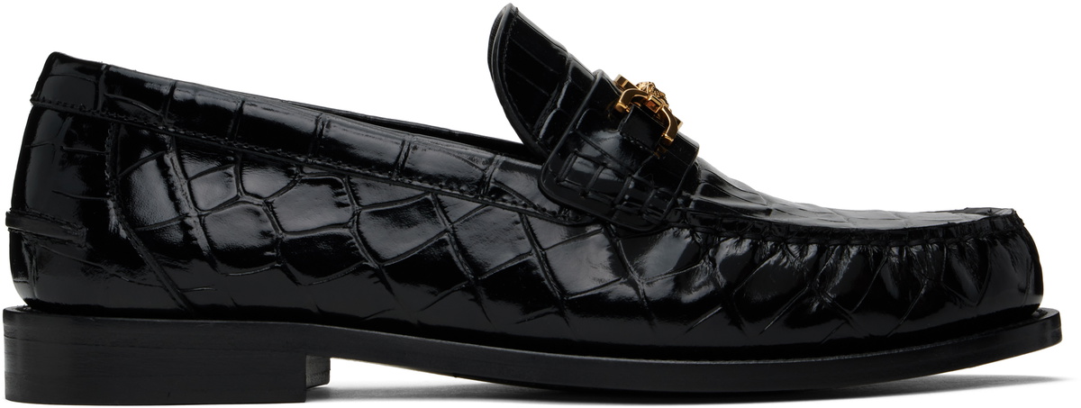 Versace Black Croc-Effect Medusa '95 Loafers Versace