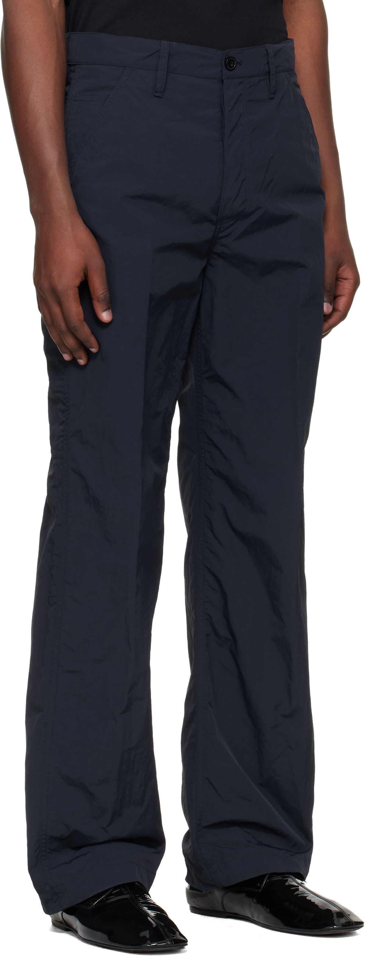 Dries Van Noten Navy Crinkle Cargo Pants Dries Van Noten