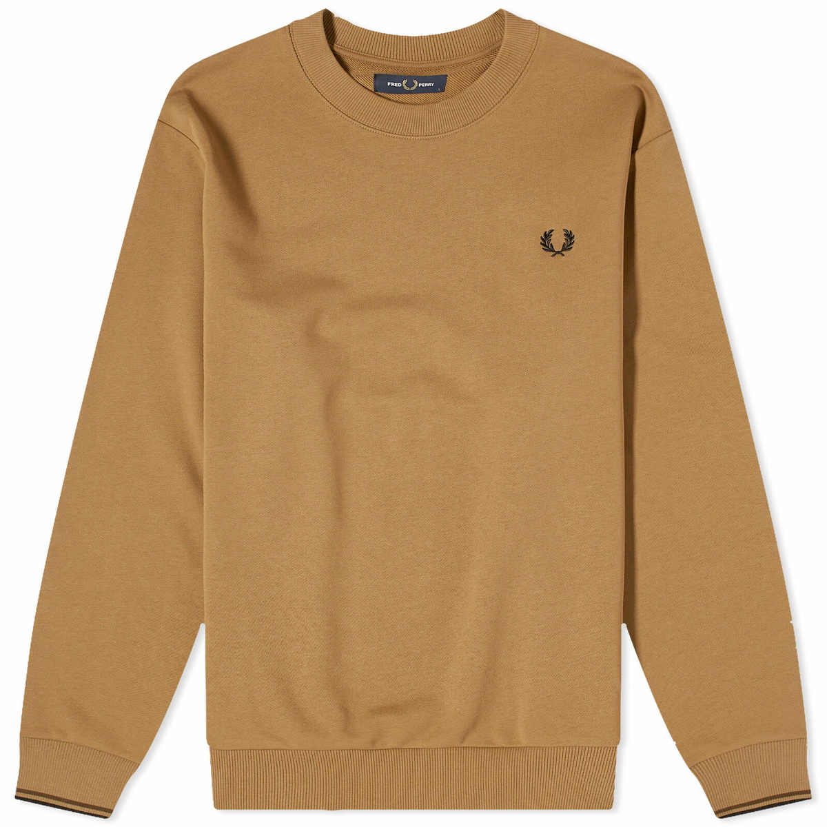 Fred Perry Men's Crew Neck Sweatshirt in Shaded Stone/Burnt Tobacco ...