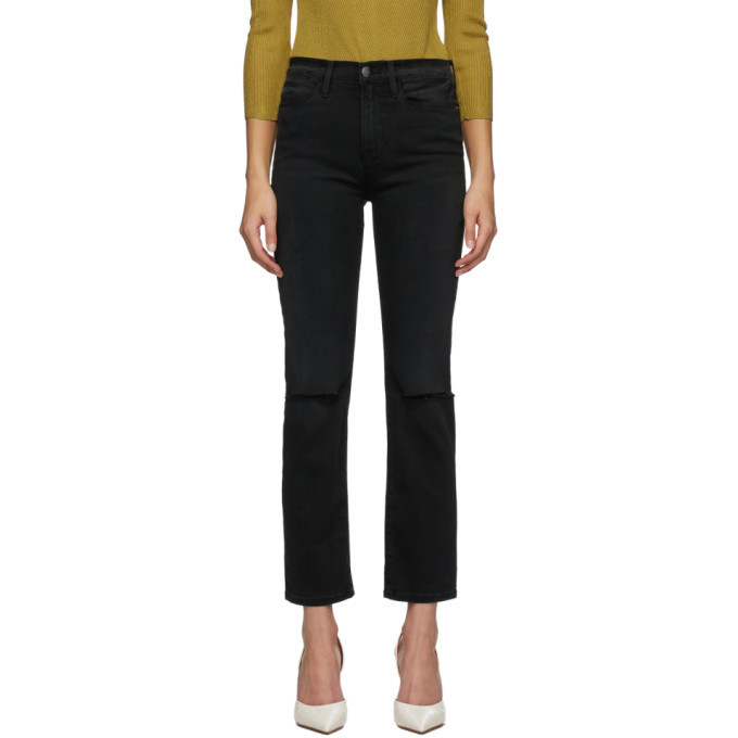Frame Black Le High Straight Jeans Frame Denim