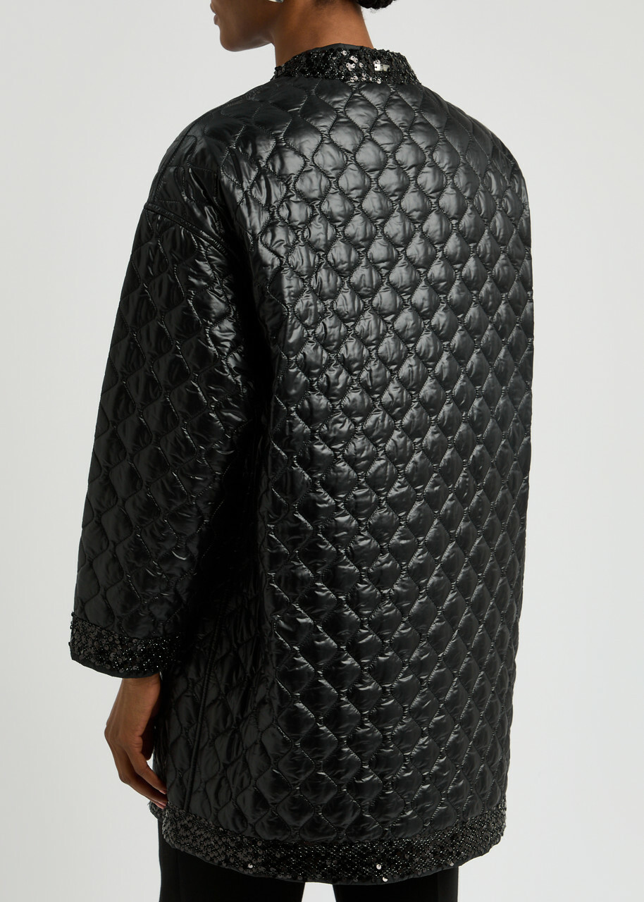 Herno Embellished Quilted Shell Wrap Jacket Black Herno