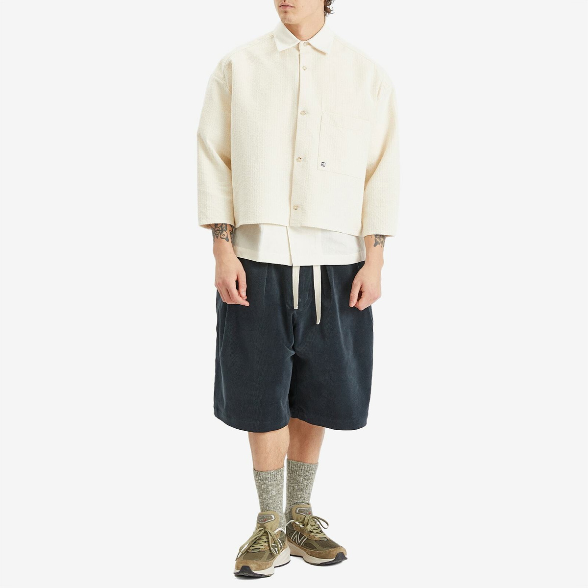 Merely Made Men's Cropped Overshirt in Ivory Merely Made
