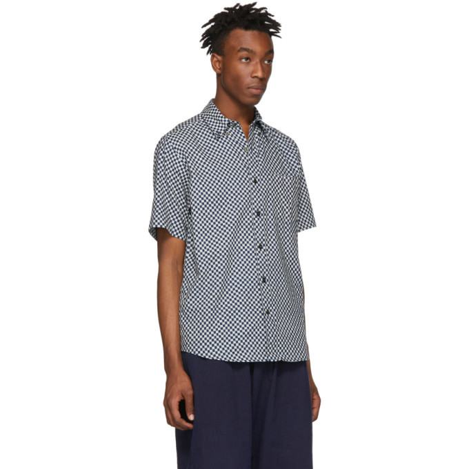 Blue Blue Japan Navy and White Gauze Short Sleeve Shirt Blue Blue Japan