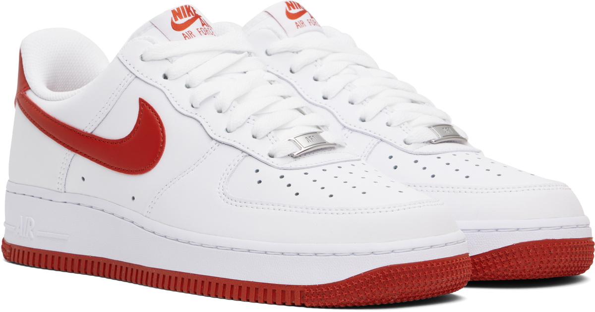 Nike White & Red Air Force 1 '07 Sneakers Nike