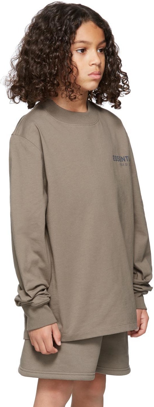 Essentials Kids Taupe Logo Long Sleeve T-Shirt Essentials