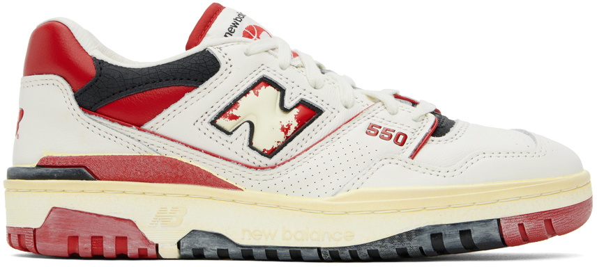 New Balance White & Red 550 Sneakers New Balance