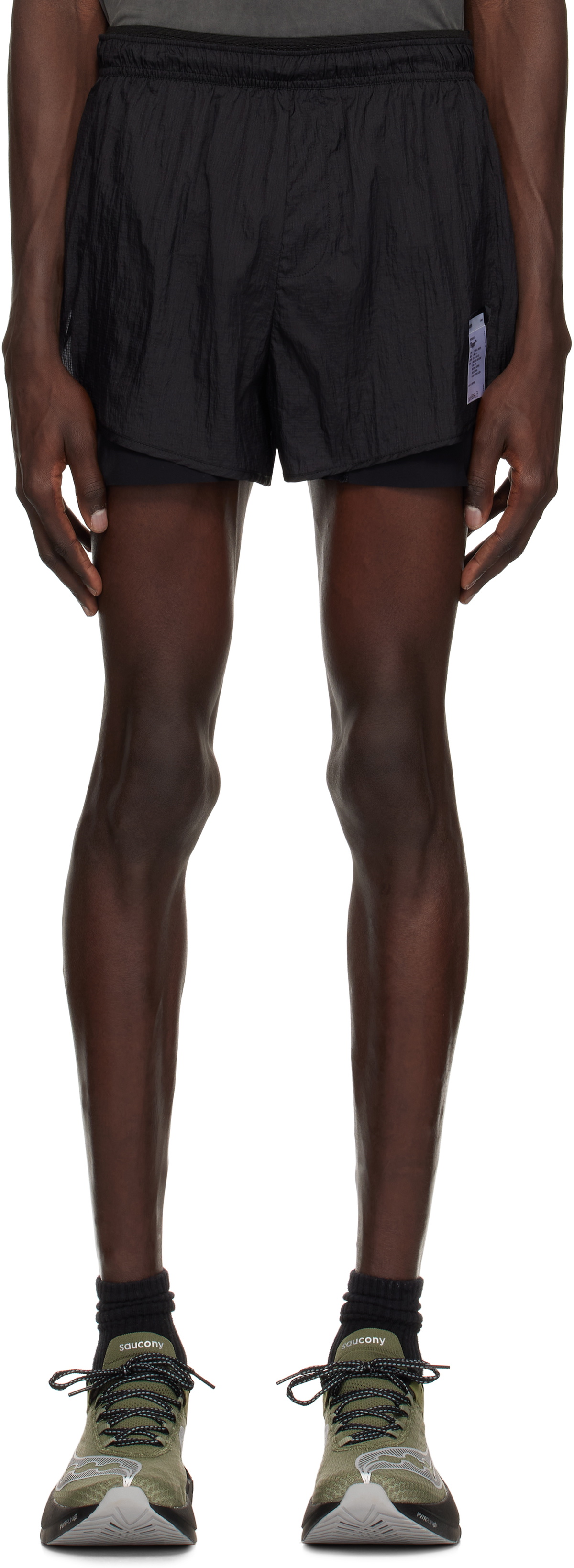 Satisfy Black Rippy 3 Trail Shorts Satisfy