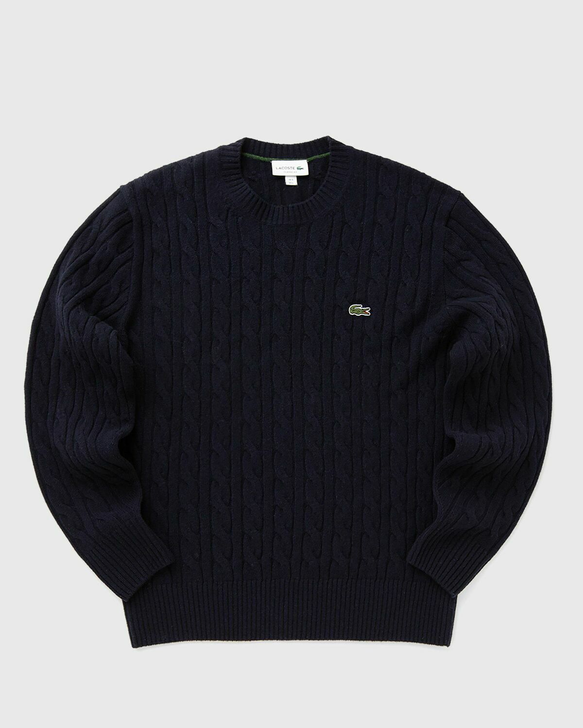 Lacoste Carded Wool Crew Neck Sweater Blue Pullovers Lacoste
