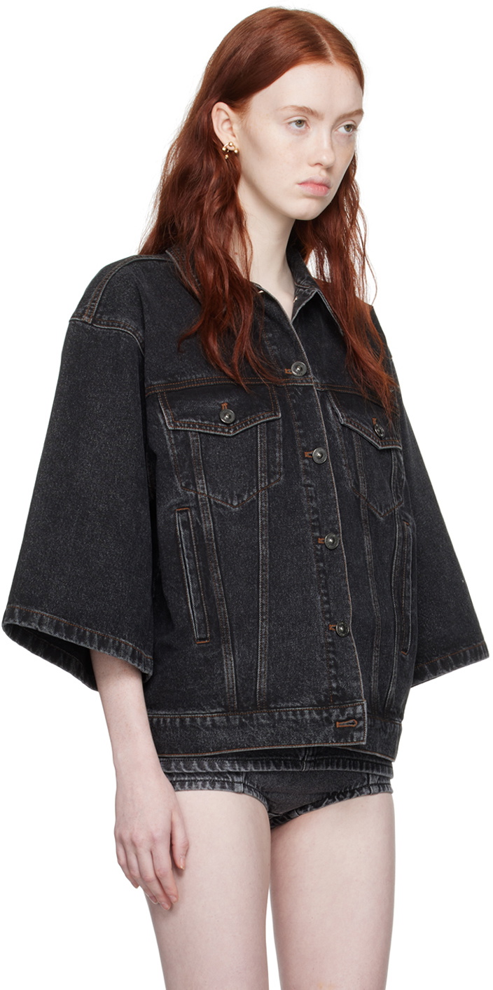 Pushbutton Black Faded Denim Jacket Pushbutton