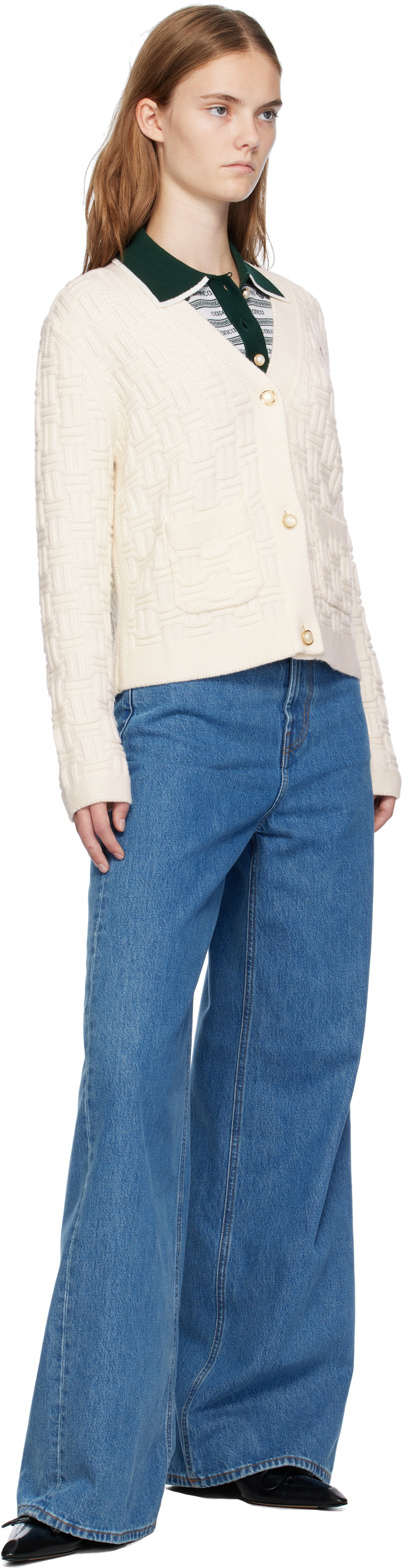 Casablanca Off-White Column Knit Cardigan Casablanca