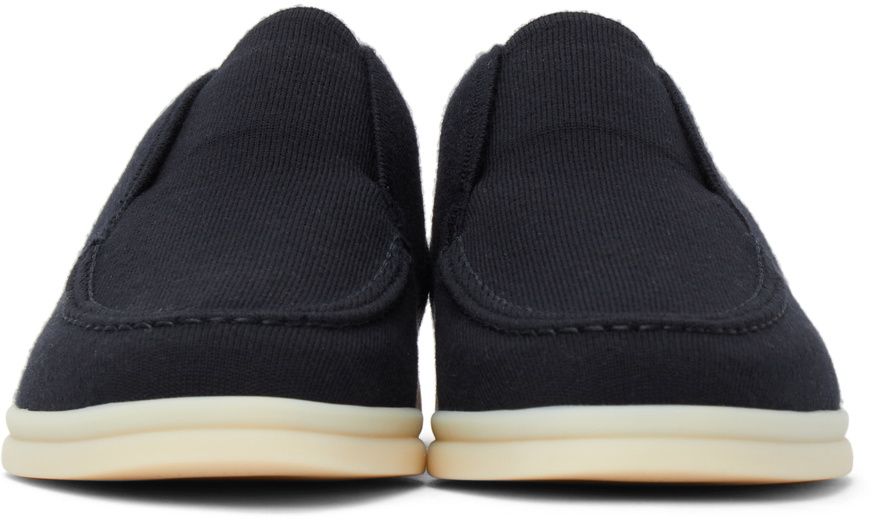 Loro Piana Navy Knit Open Walk Boots Loro Piana