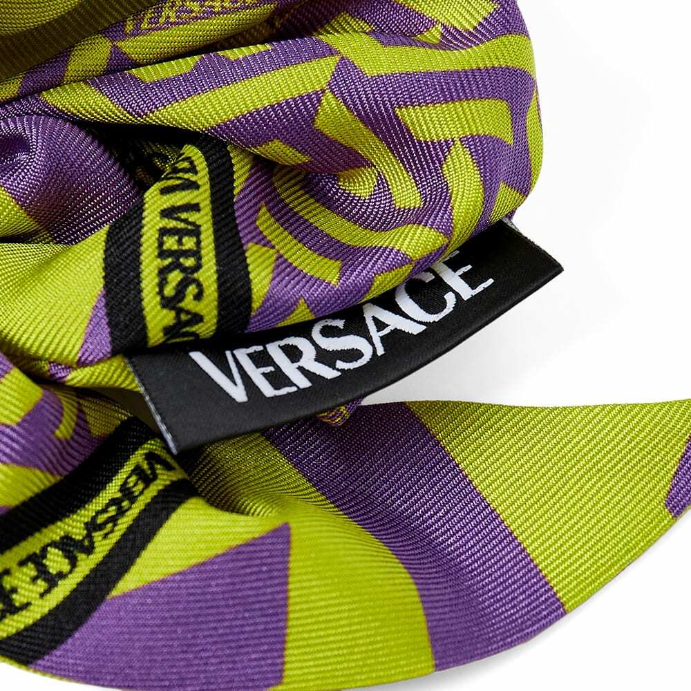 Versace Women's Greca Print Scrunchie in Citron/Dark Orchid Versace