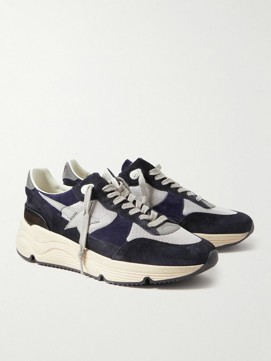 Golden Goose - Leather-Trimmed Mesh and Suede Sneakers - Blue Golden ...
