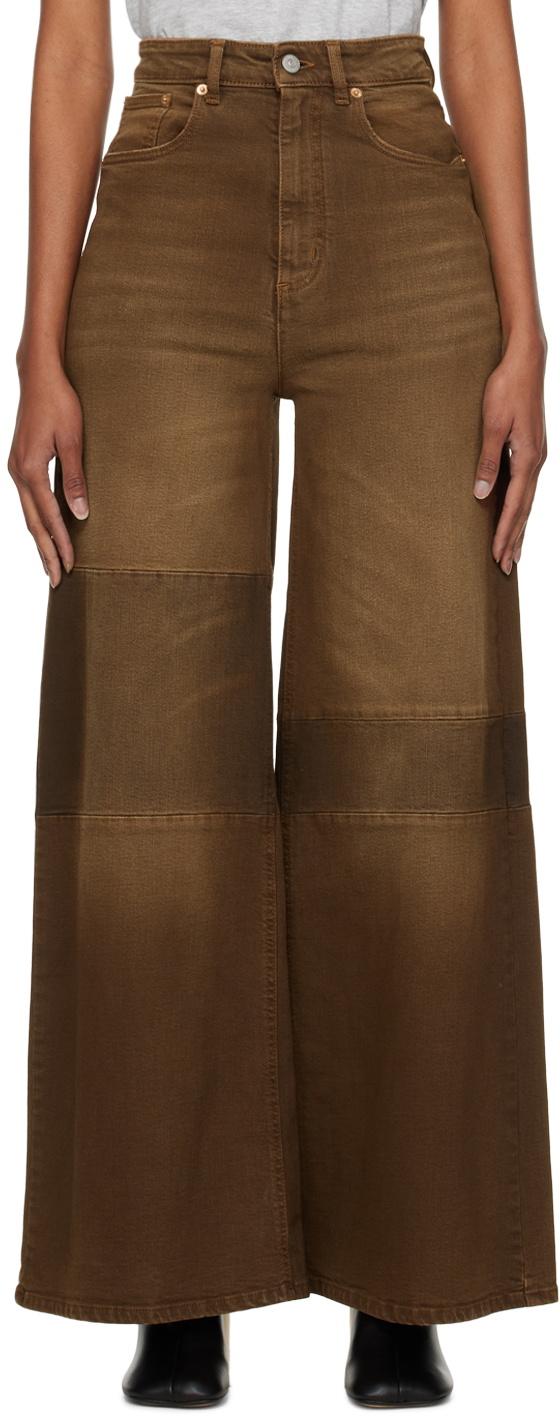 MM6 Maison Margiela Brown Paneled Jeans MM6 Maison Margiela