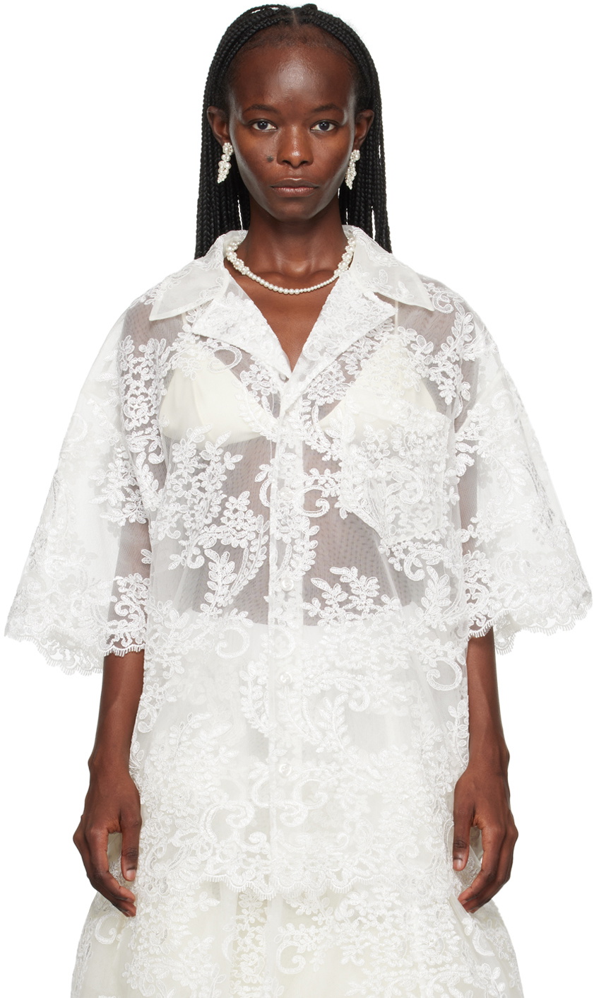 Simone Rocha White Floral Shirt Simone Rocha