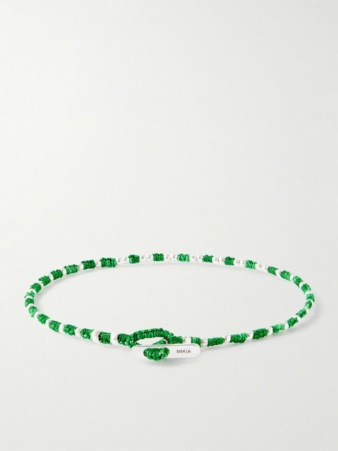 Mikia - Silver Beaded Bracelet - Green Mikia