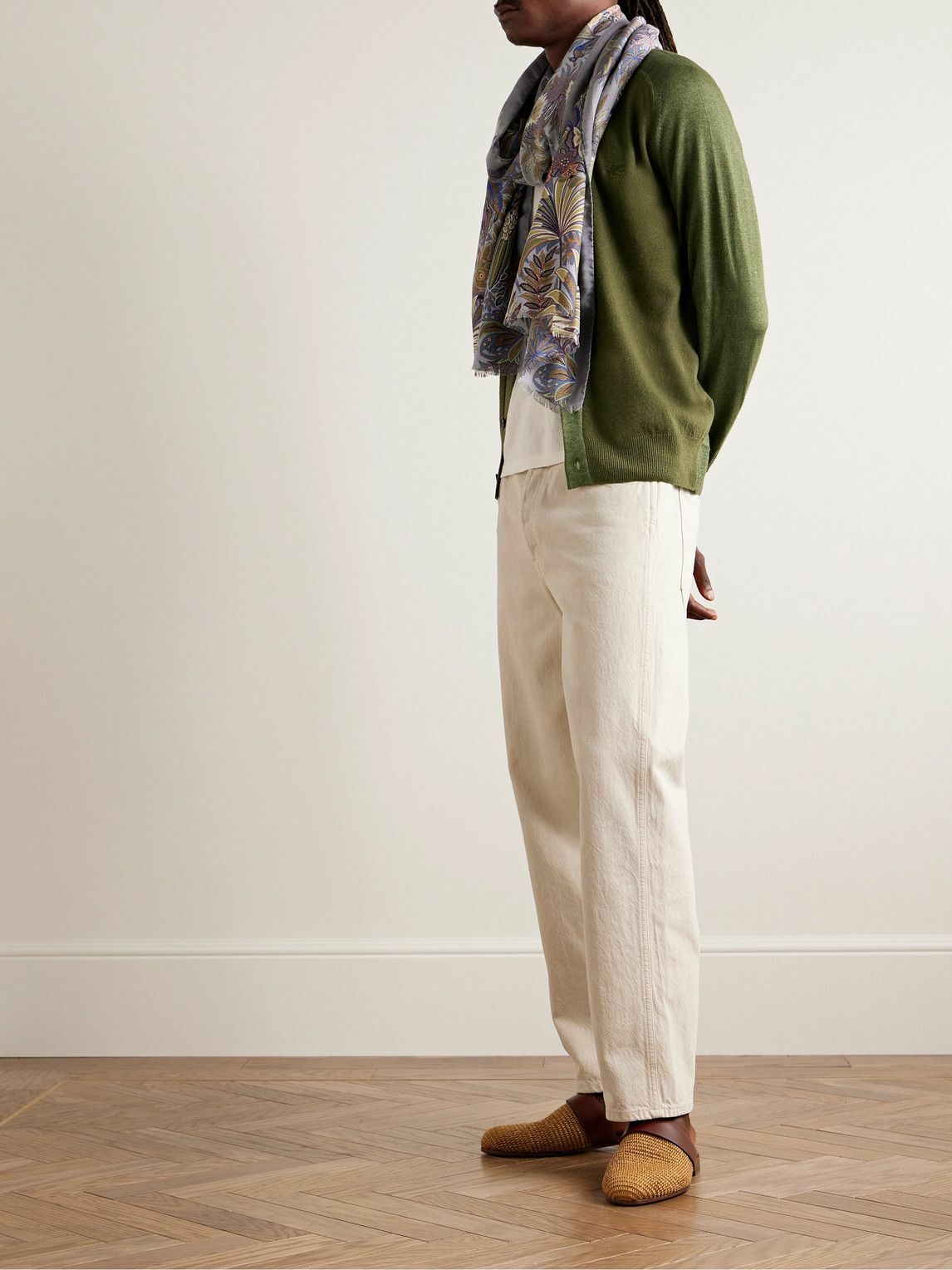 Etro - Slim-Fit Logo-Embroidered Colur-Block Virgin Wool Cardigan ...
