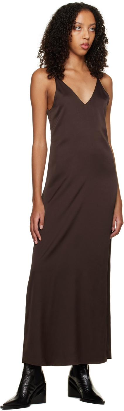 Olēnich Brown V-Neck Maxi Dress Olēnich