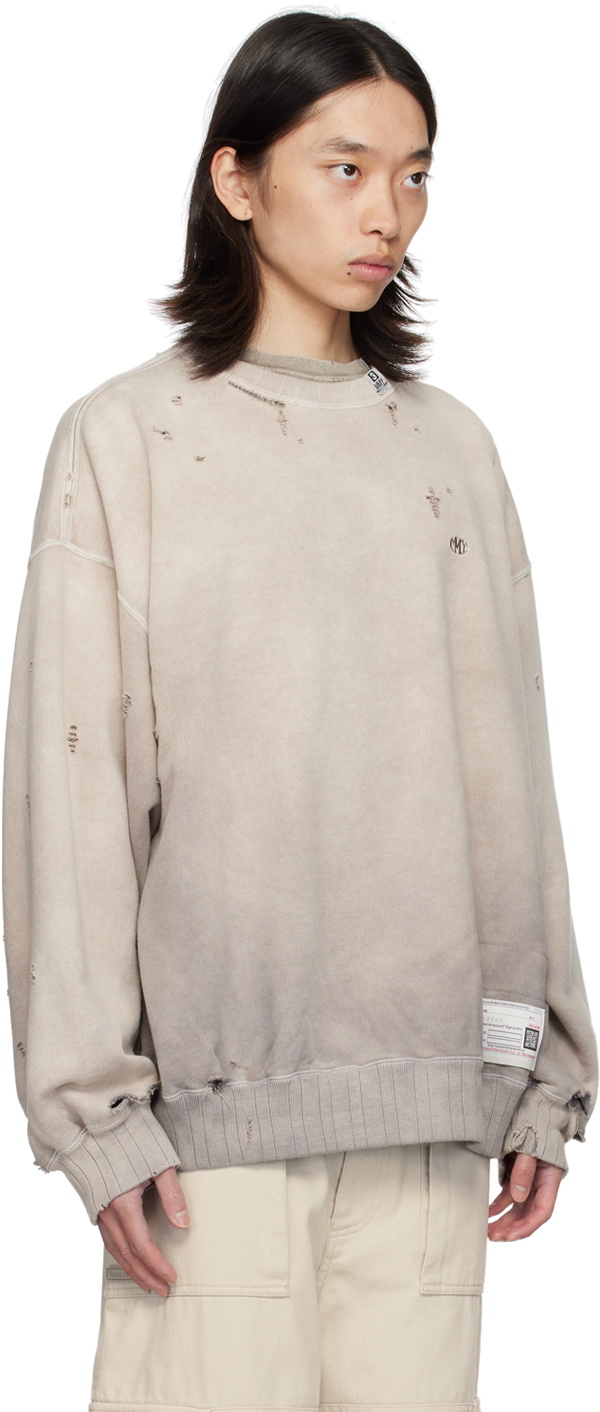 Maison MIHARA YASUHIRO Beige Distressed Sweatshirt Maison MIHARA YASUHIRO