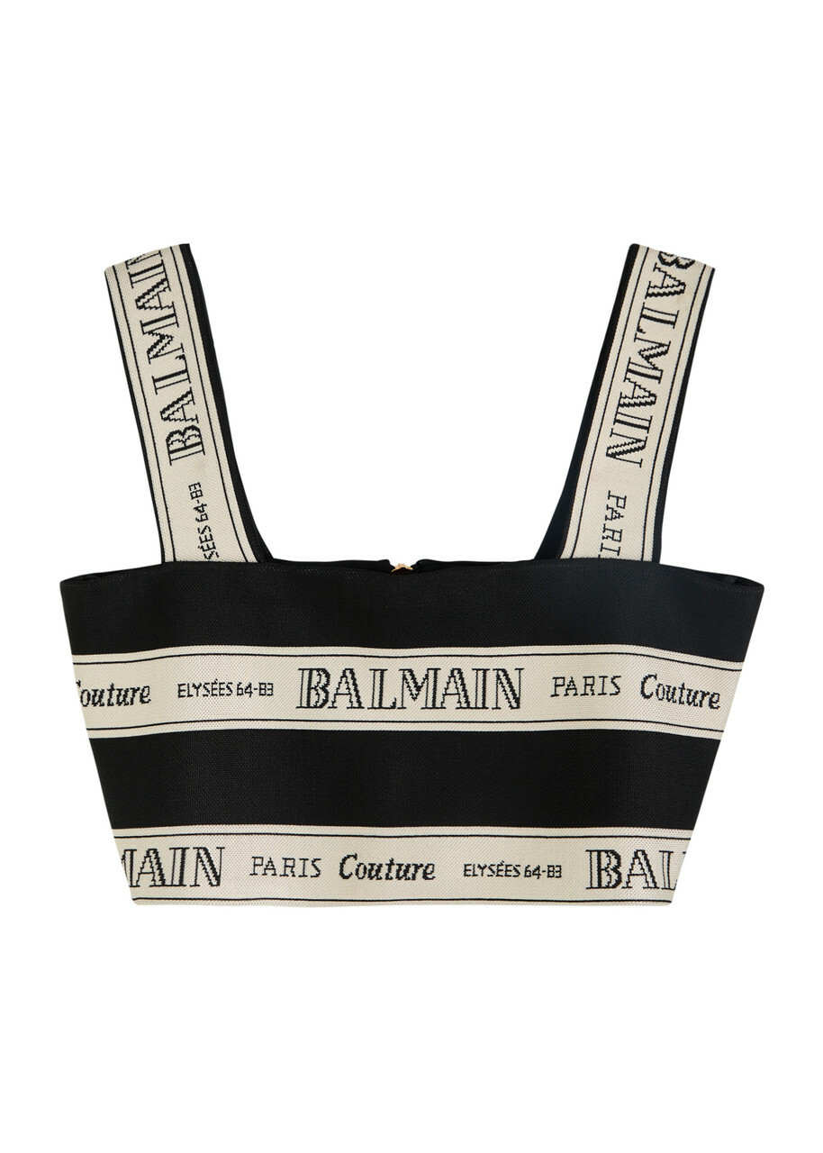 Balmain Logo-jacquard Cropped top Black Balmain