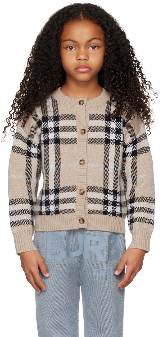 Burberry Kids Beige Vintage Check Cardigan Burberry