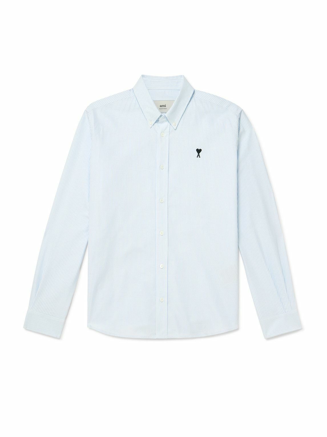 AMI PARIS - Button-Down Collar Logo-Embroidered Cotton Oxford Shirt ...