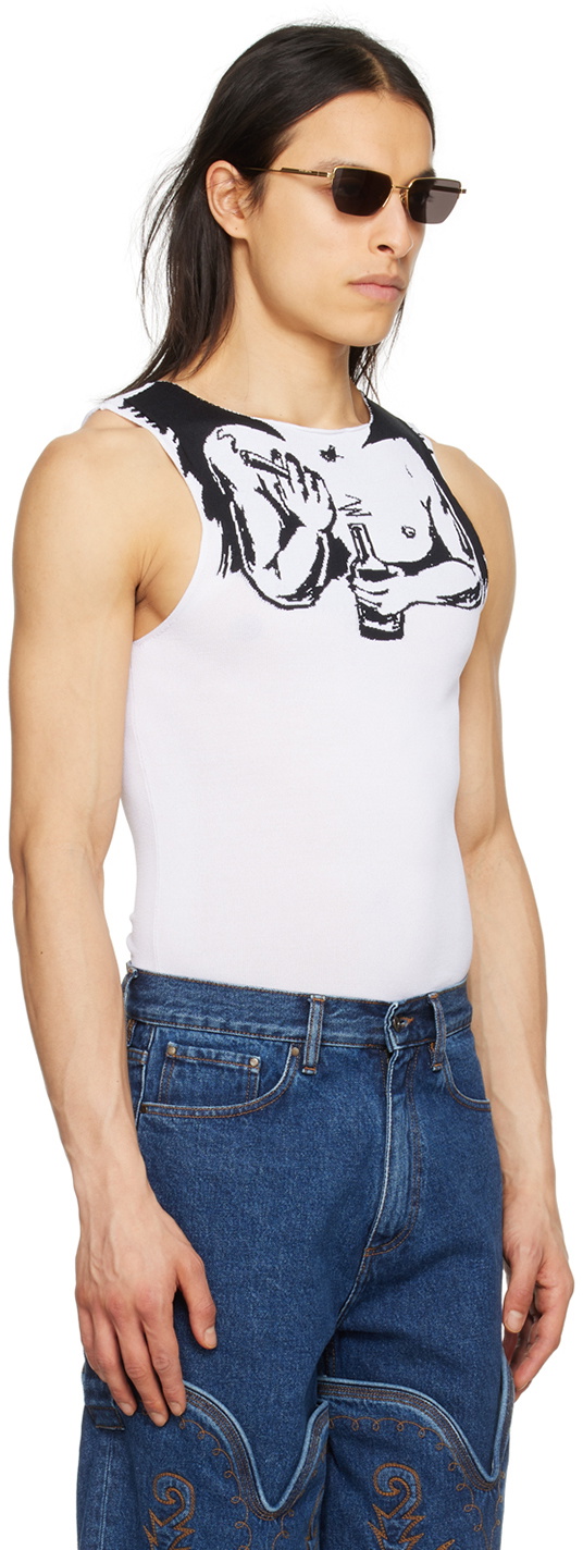 Y/Project White Tattoo Arms Tank Top Y/Project