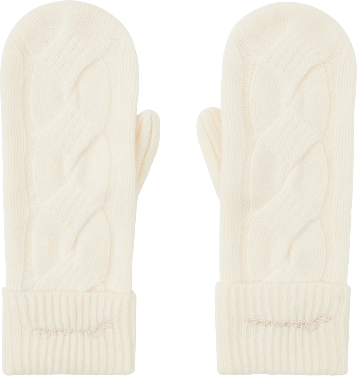 GANNI Off-White Cashmere Mix Mittens GANNI