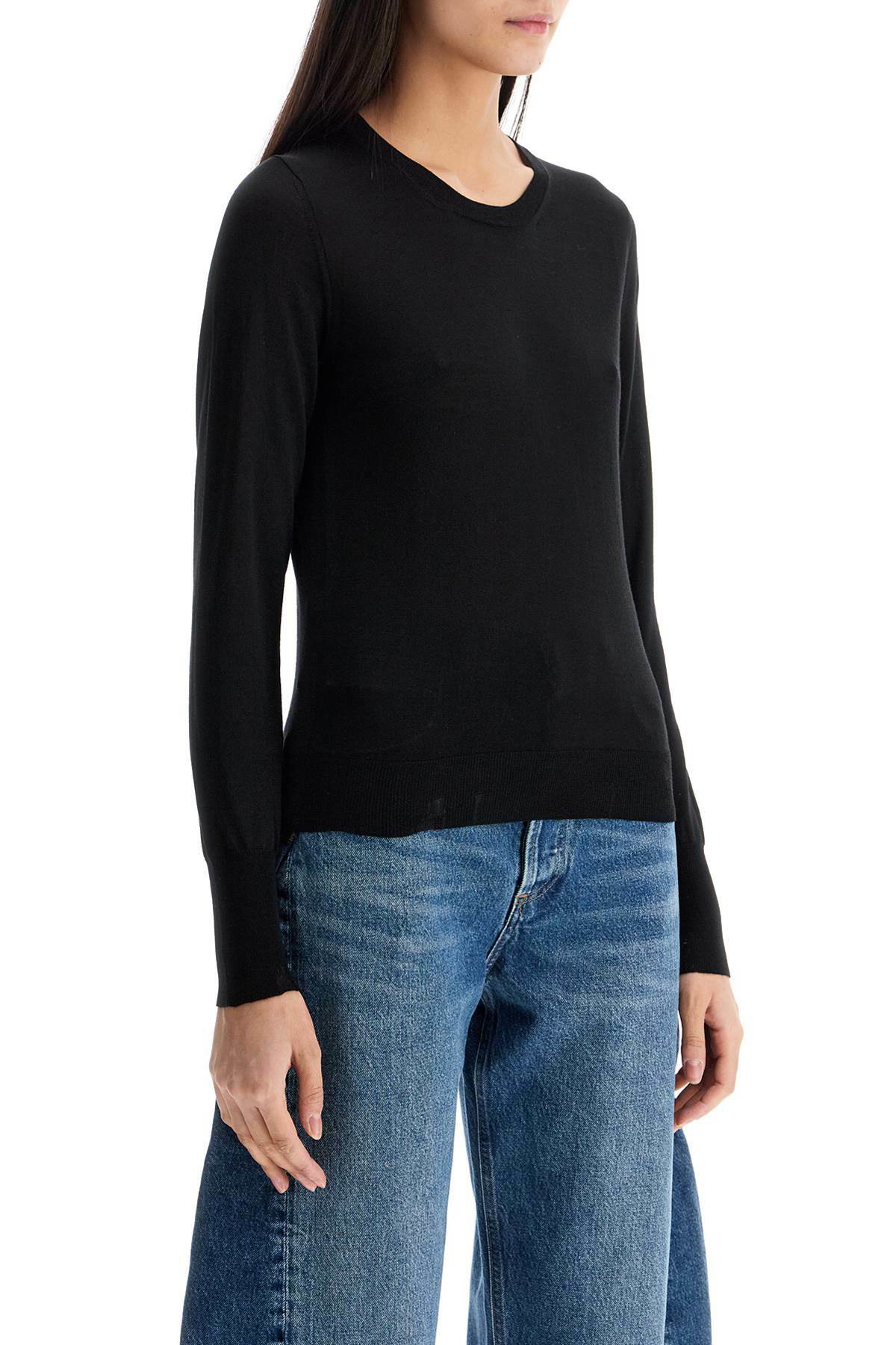 GOLDEN GOOSE black merino wool sweater with golden applications for ...