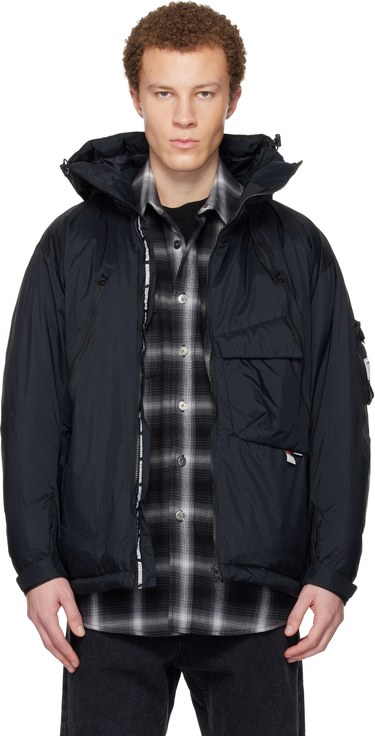 Neighborhood Black Nanga Edition Offset Zip Down Jacket Neighborhood