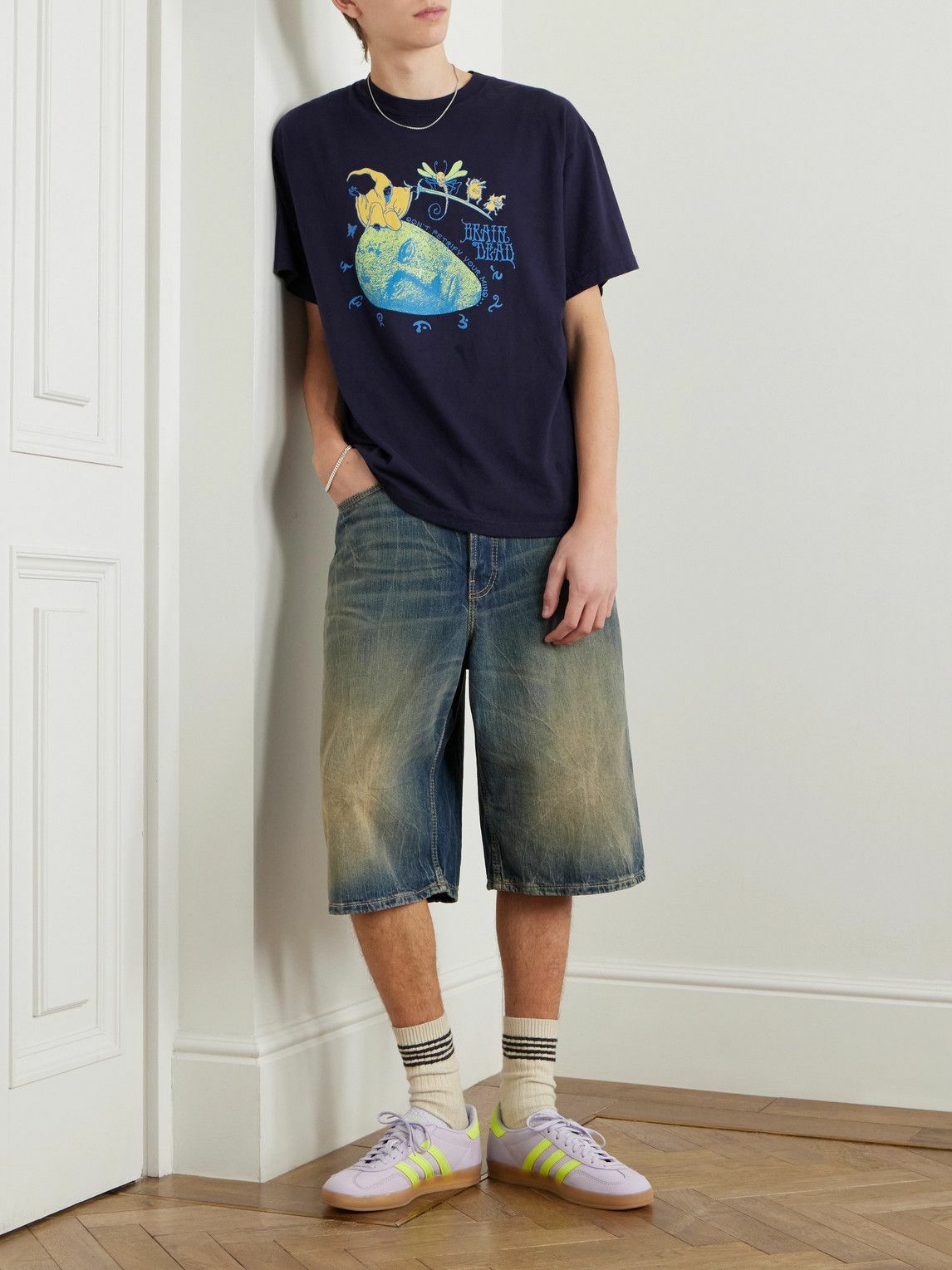 Brain Dead - Petrified Mind Logo-Print Cotton-Jersey T-Shirt - Blue ...