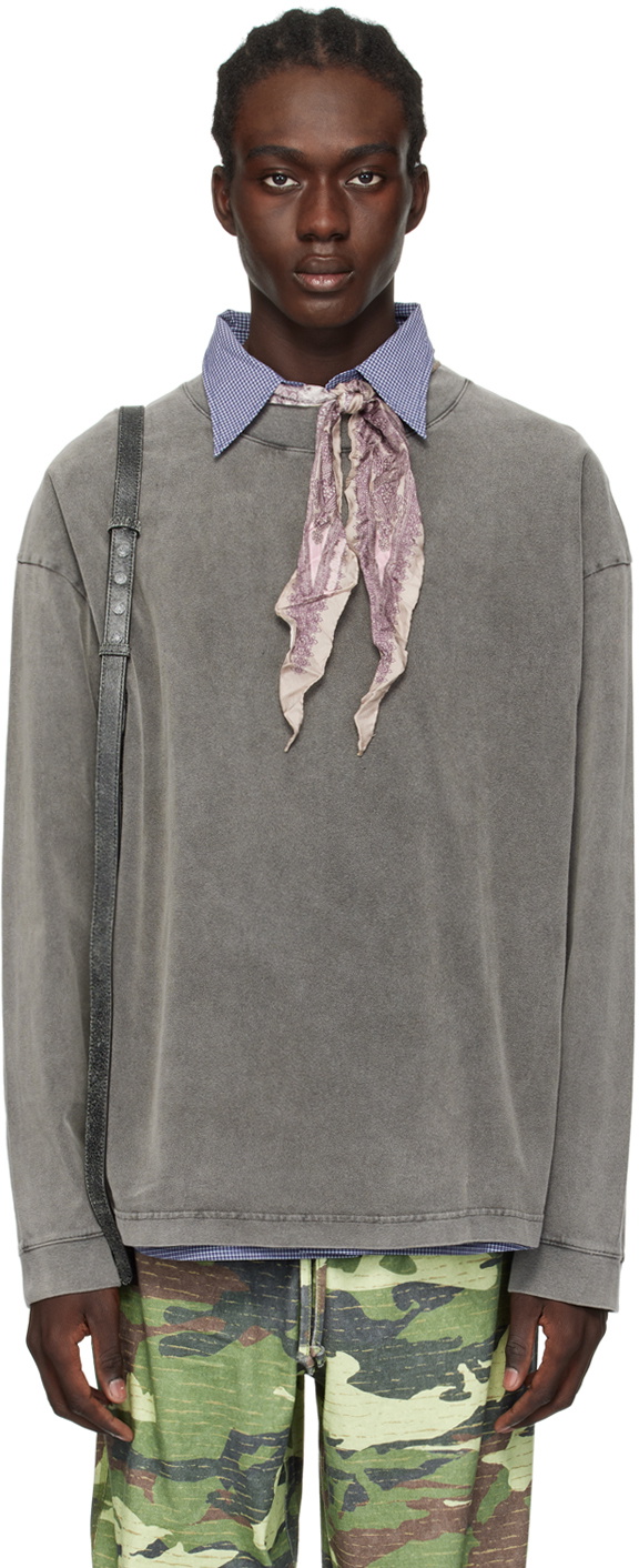 Acne Studios Gray Crewneck Longsleeve T-Shirt Acne Studios