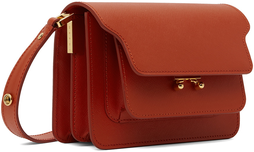 Marni Orange Saffiano Leather Mini Trunk Bag Marni