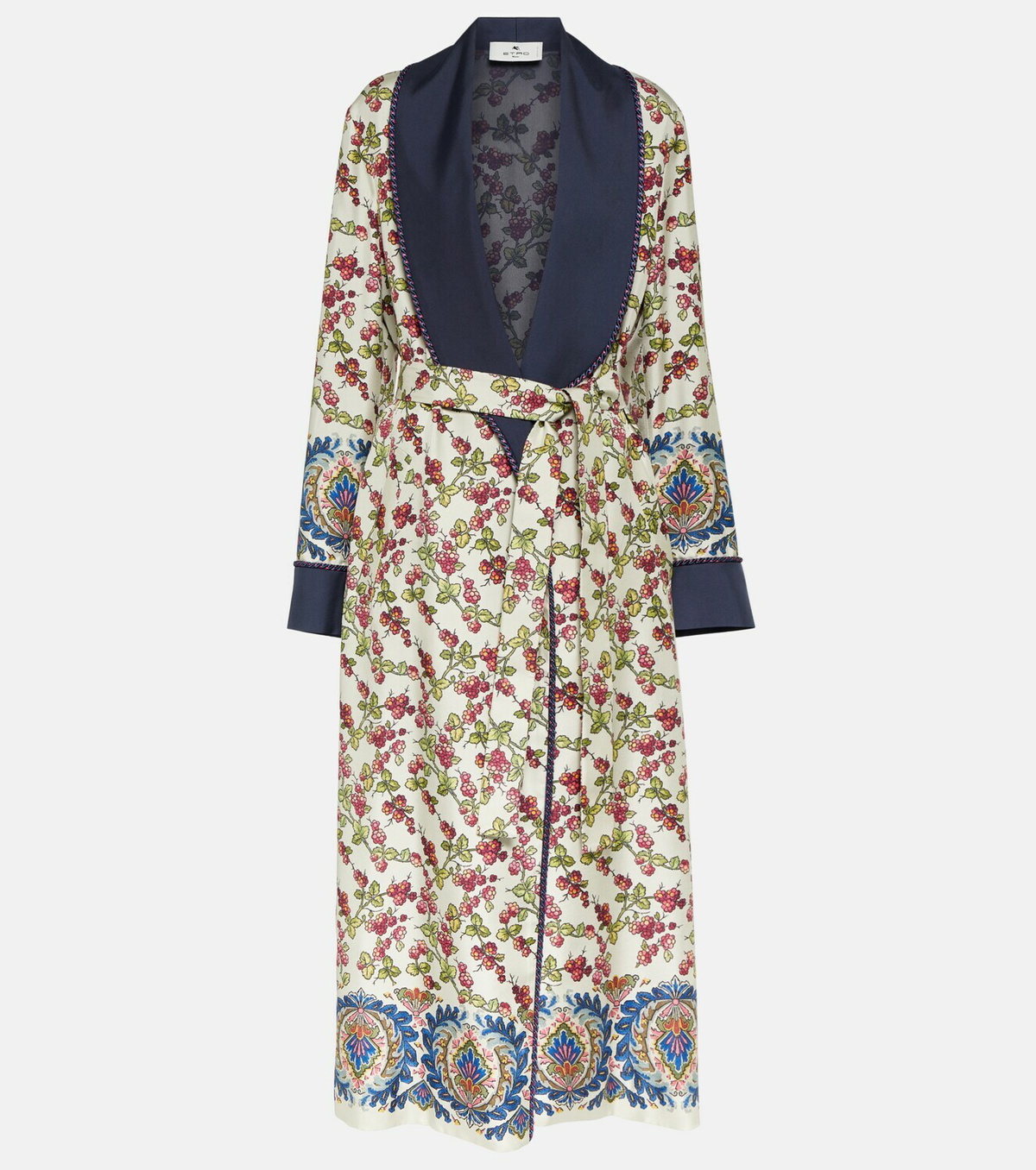 Etro Belted printed silk coat Etro