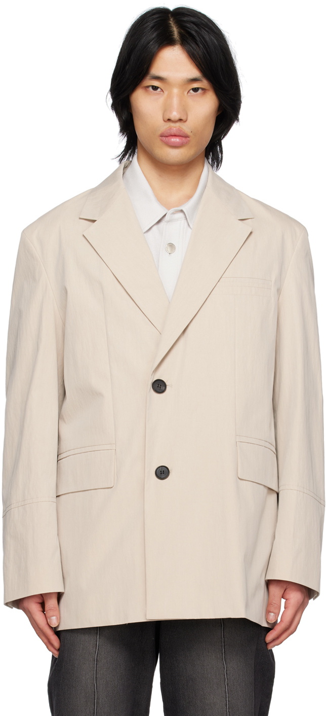 Solid Homme Beige Oversized Blazer Solid Homme