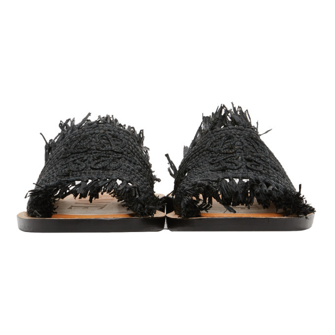 Loewe Black Raffia Mule Sandals Loewe