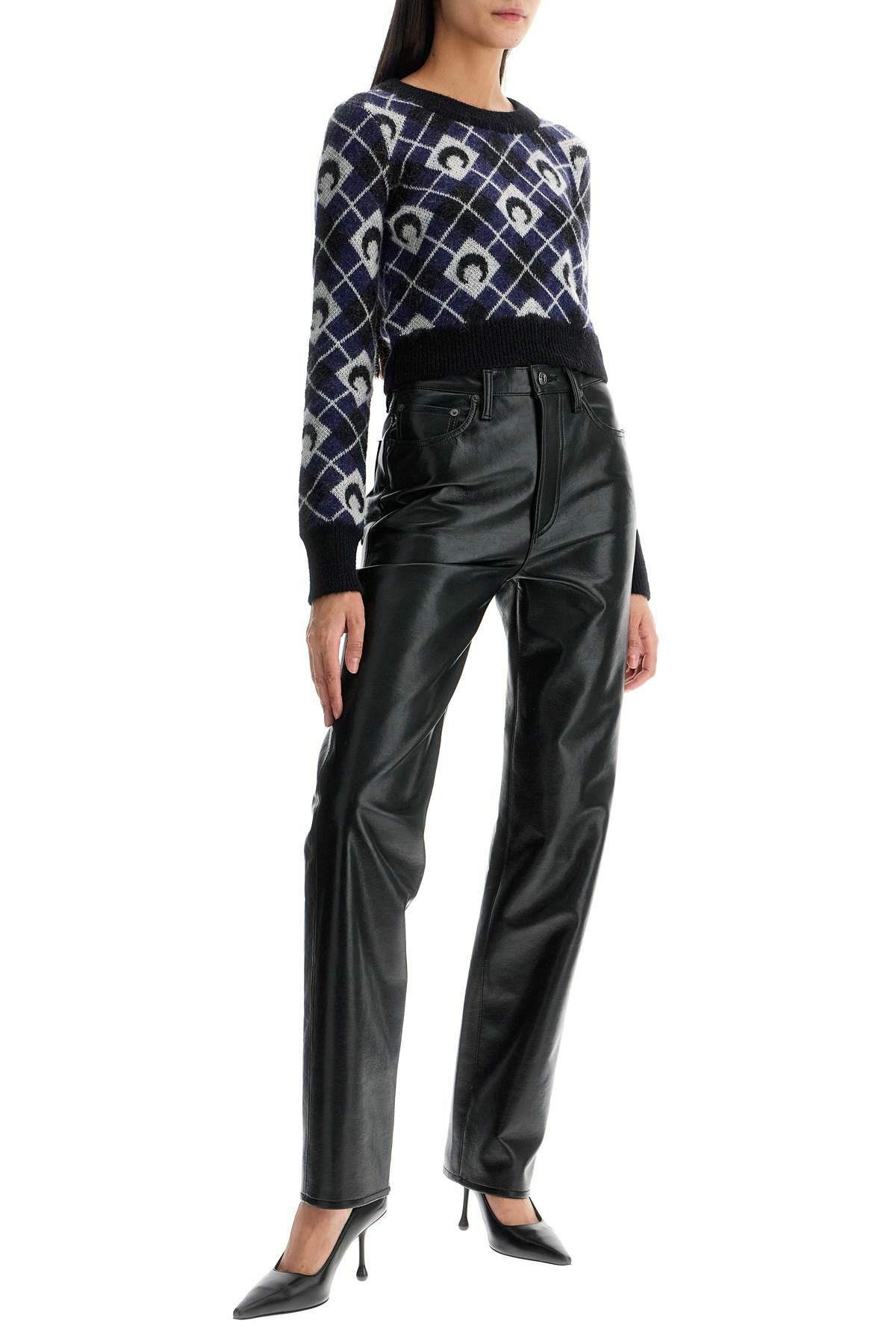 MARINE SERRE cropped moon argyle pattern Black Marine Serre