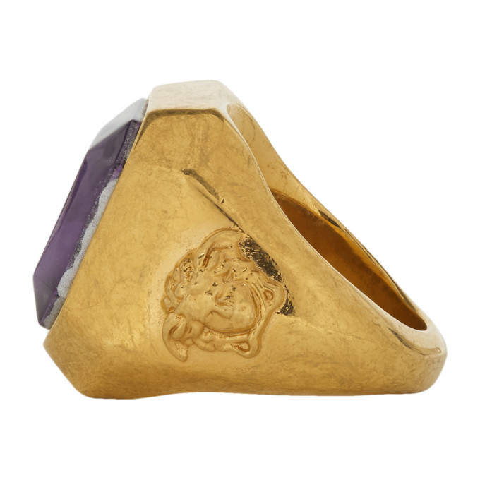 Versace Gold and Purple Gem Ring Versace