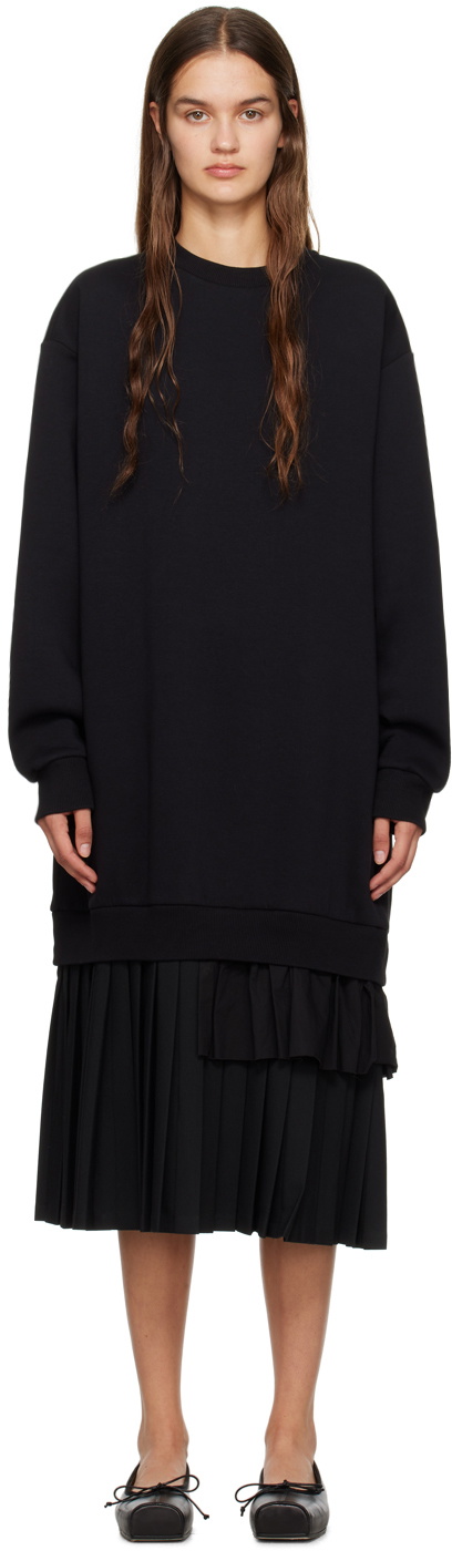 MM6 Maison Margiela Black Paneled Midi Dress MM6 Maison Margiela