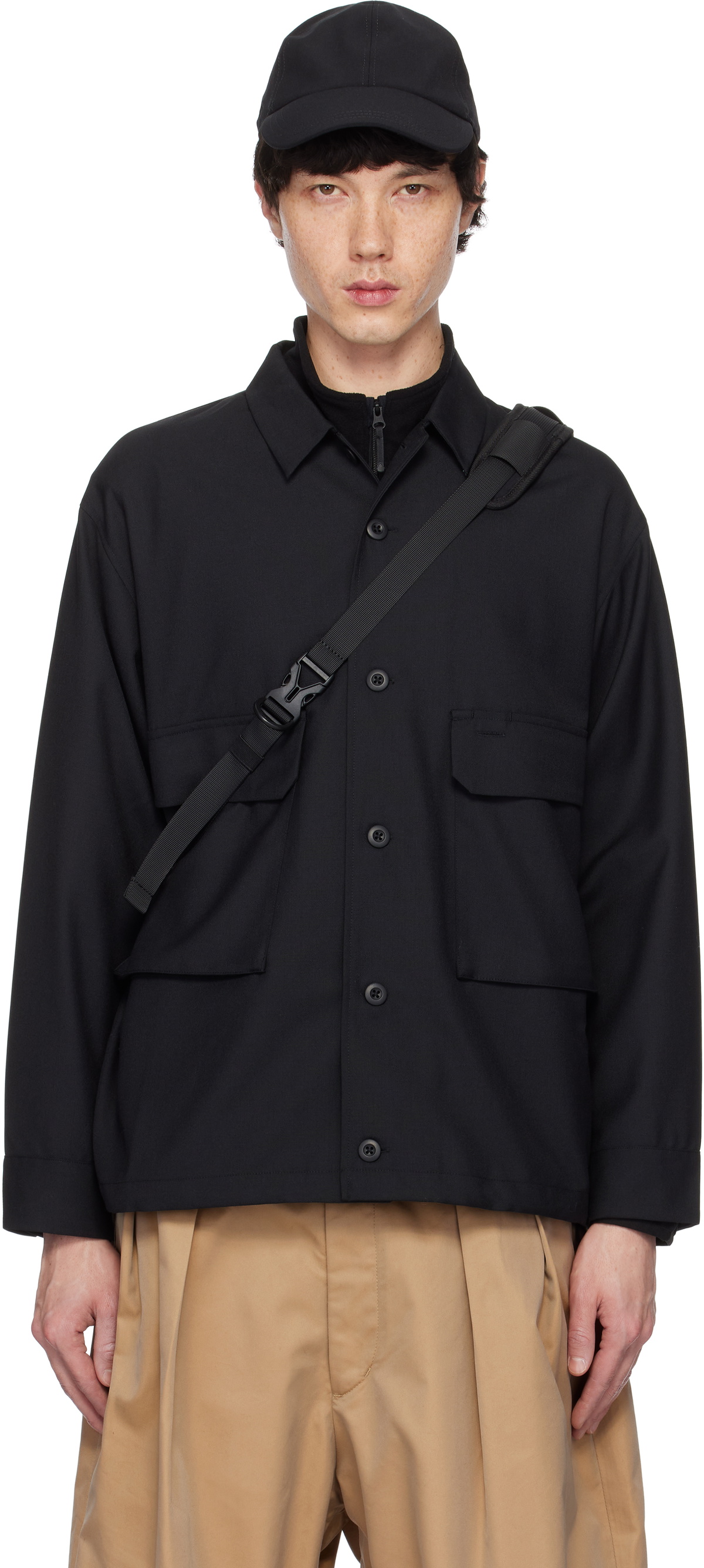 Snow Peak Black Hybrid Wool Shirt Snow Peak