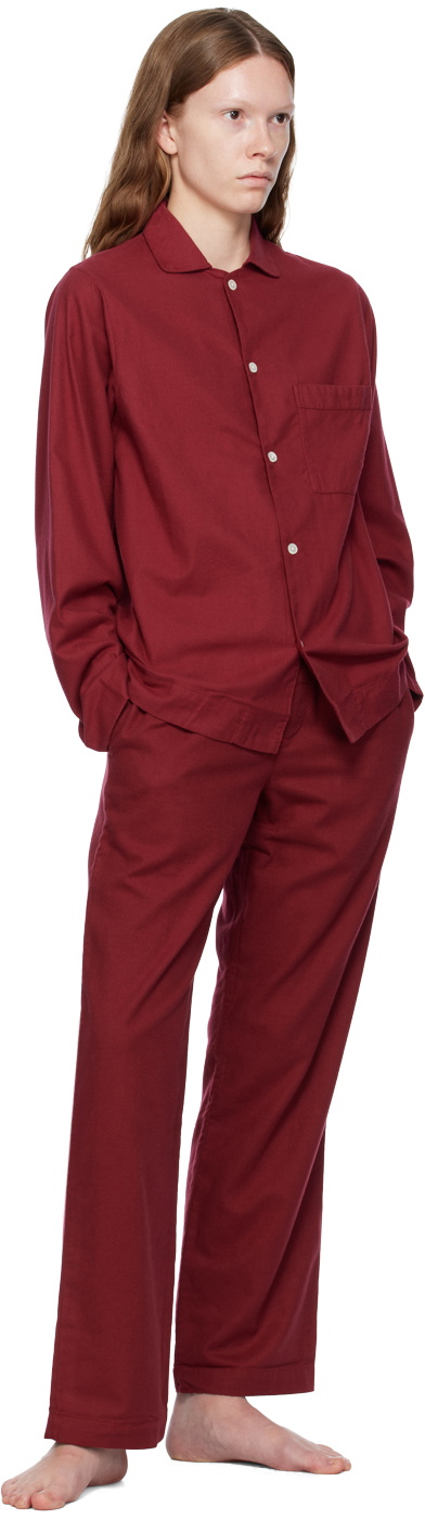 Tekla Burgundy Drawstring Pyjama Pants Tekla Fabrics