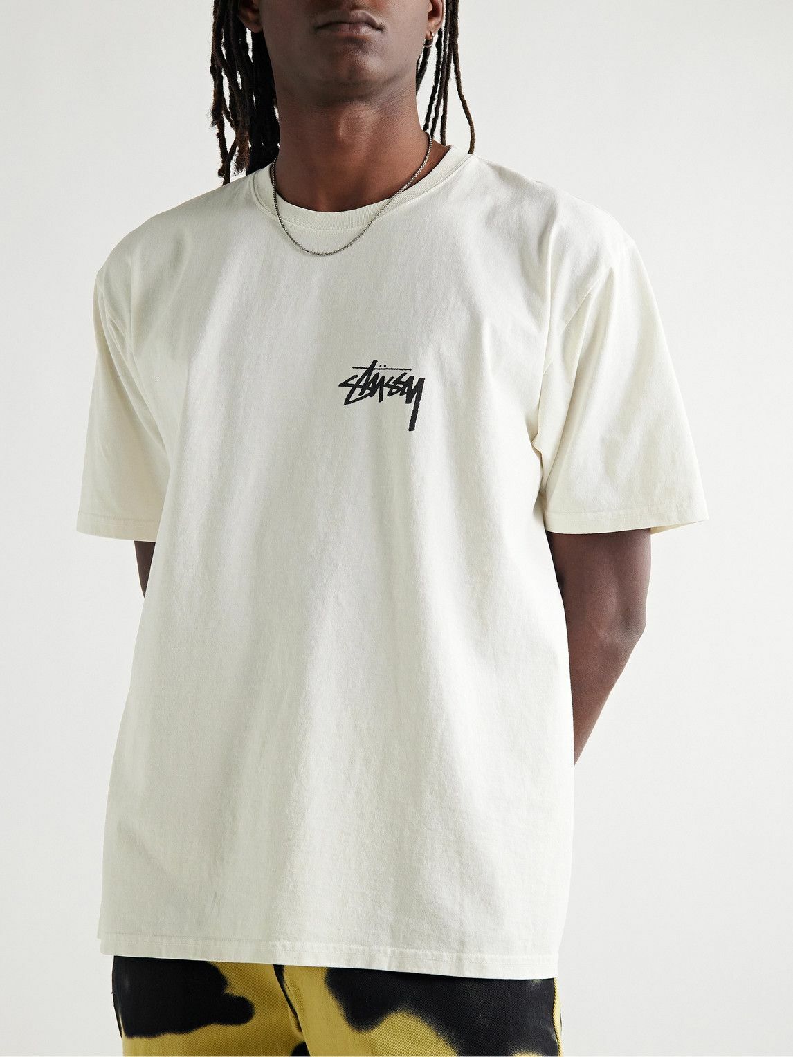 Stussy - Logo-Print Cotton-Jersey T-Shirt - Neutrals Stussy