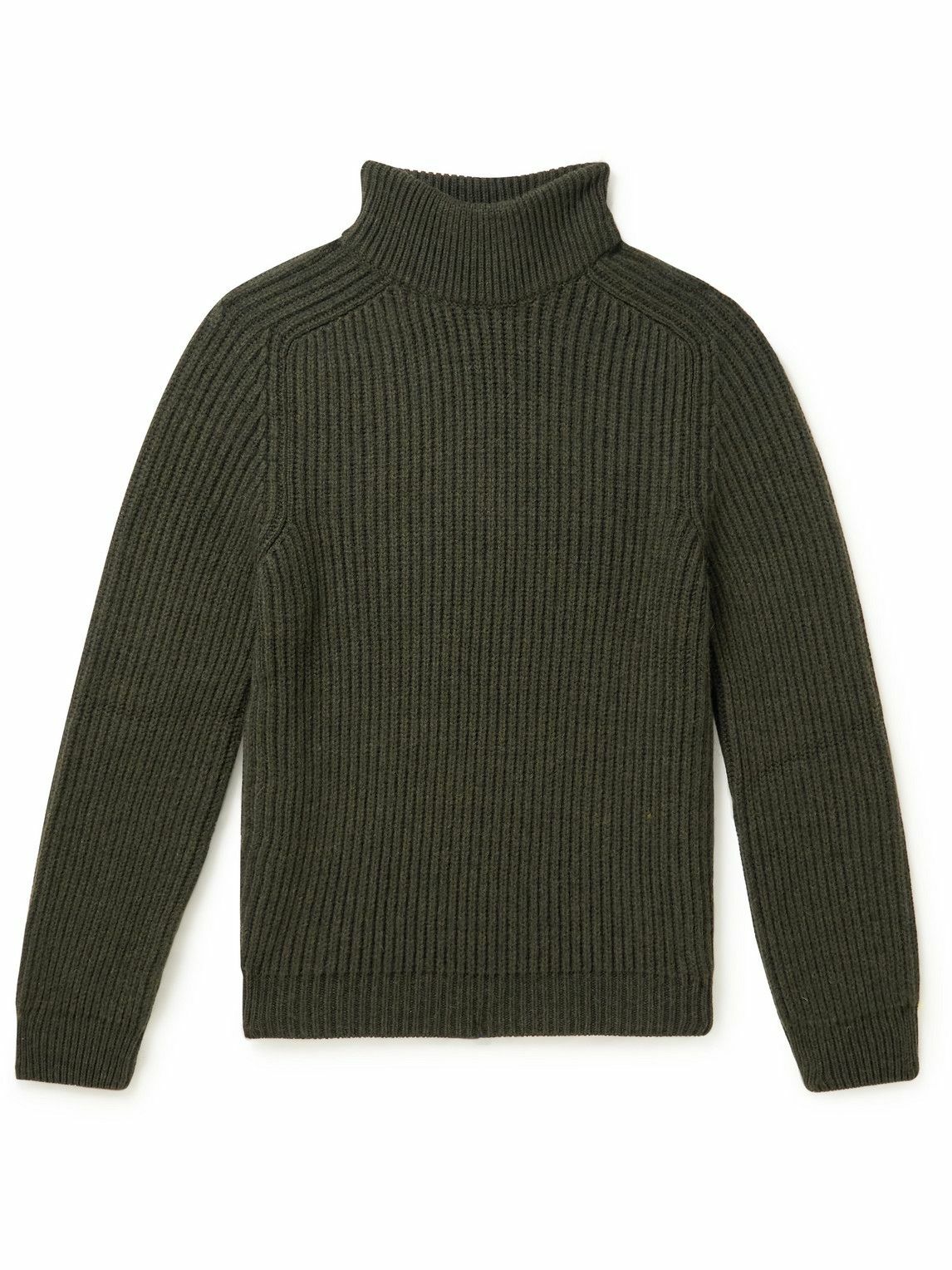 EDWIN - Slim-Fit Garment-Washed Ribbed-Knit Rollneck Sweater - Green Edwin