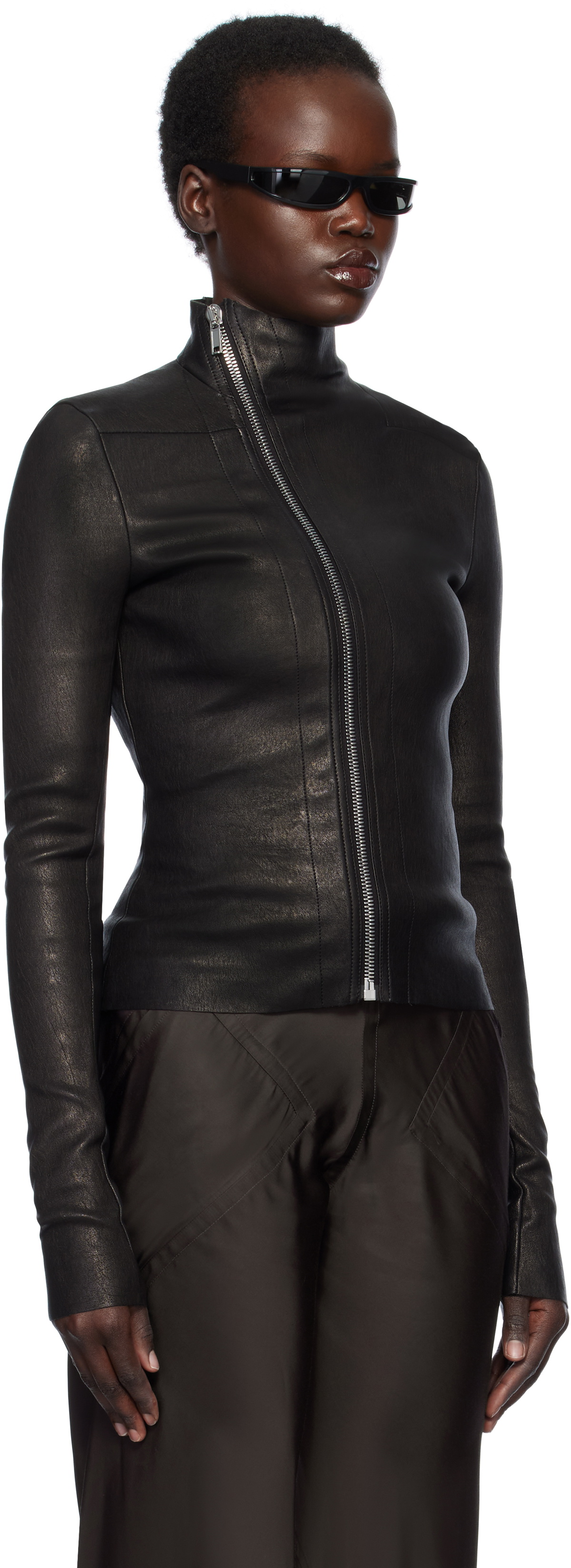 Rick Owens Black Hollywood Gary Leather Jacket Rick Owens