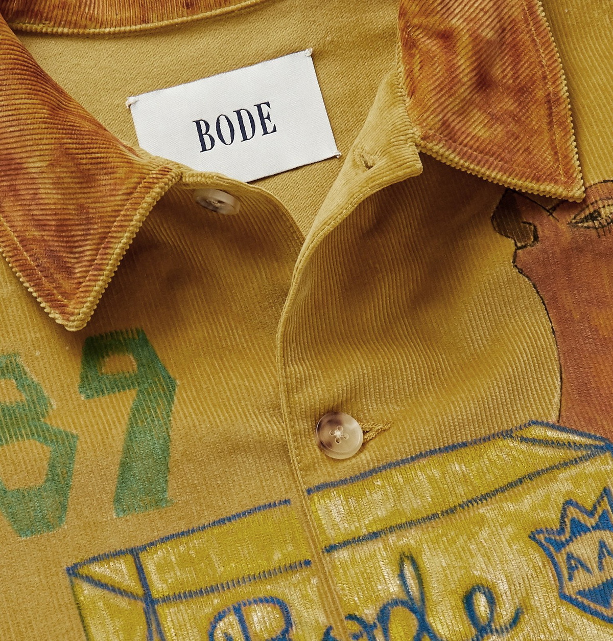 BODE - Hand-Illustrated Cotton-Corduroy Jacket - Yellow Bode