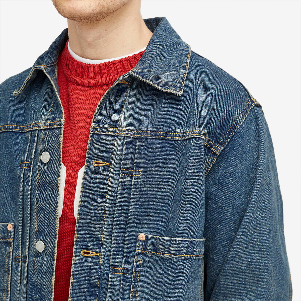 Uniform Bridge Men's Type-2 Denim Trucker Jacket in Indigo Washed ...